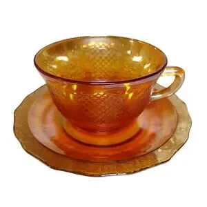 Carnival Glass | Kitchen | Vintage Carnival Glass Teacup Saucer Orange ...